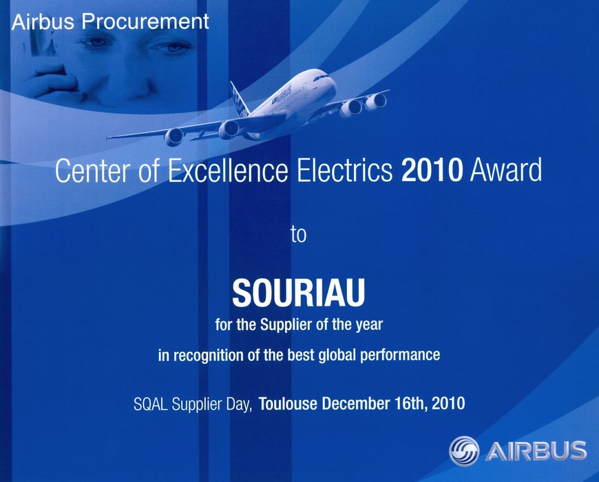 SOURIAU gewinnt zum vierten Mal den „AIRBUS’s best Supplier Award“ für ...